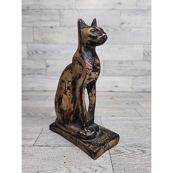 Art | Vintage Egyptian Cat Figurine Statue Bastet Anubis Cat Made In ...